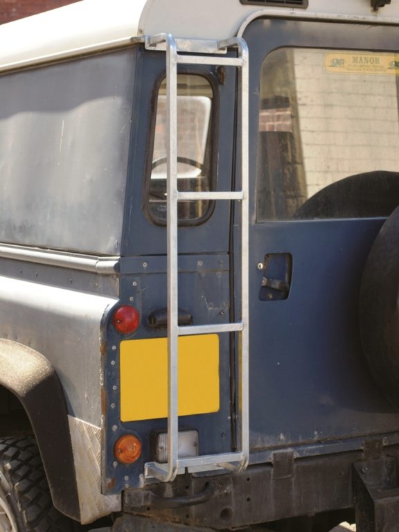 Defender galvanised roof rack access ladder for contoured roof type ...