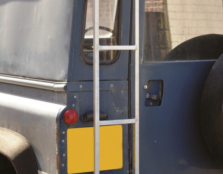Defender galvanised roof rack access ladder for contoured roof type ...